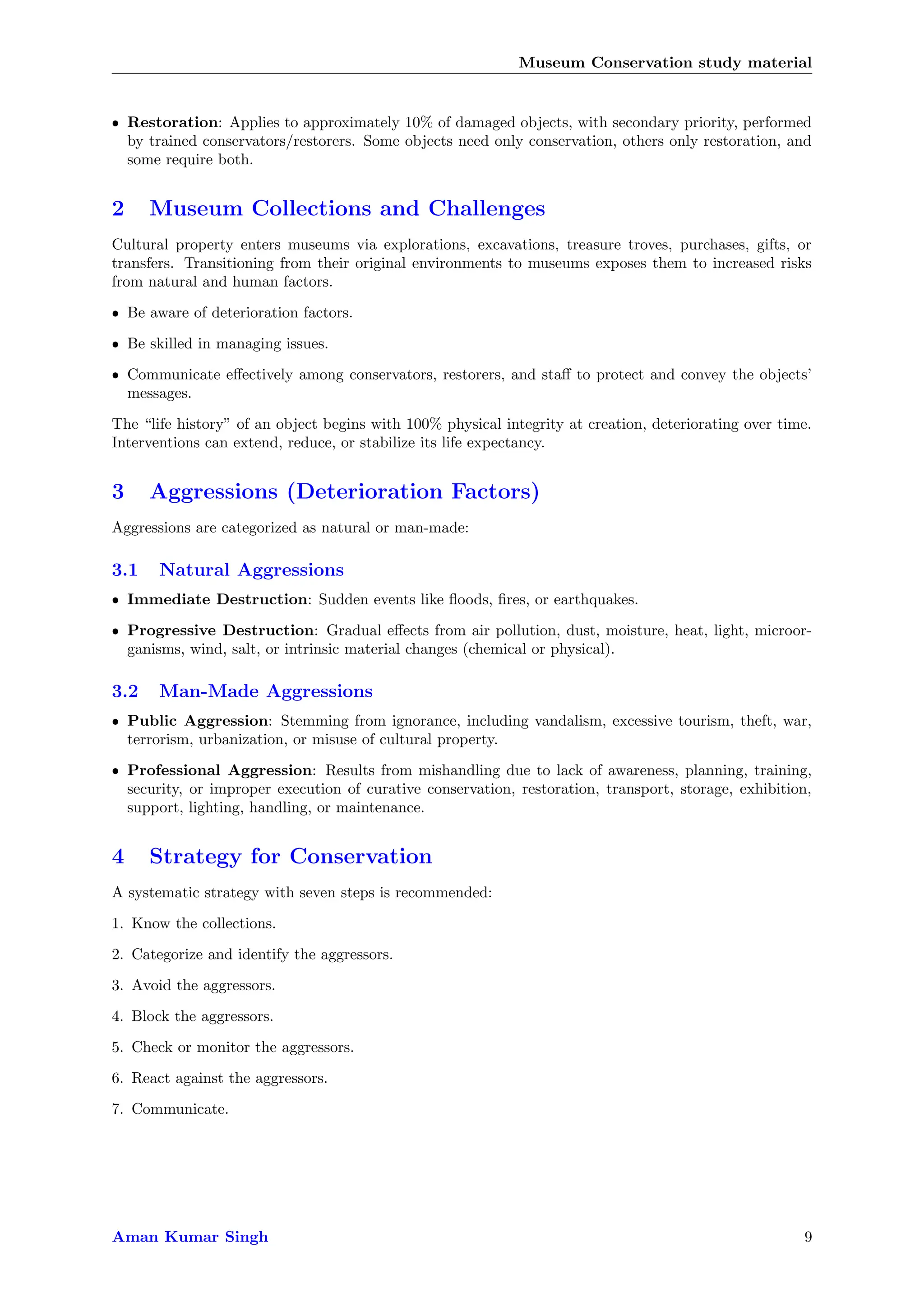 MUSEUM CONSERVATION STUDY MATERIAL Aman Kumar Singh | PDF