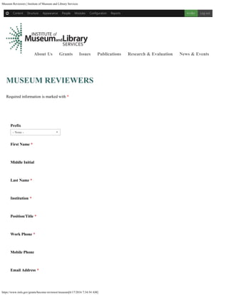Museum reviewers institute of museum and library services web form | PDF