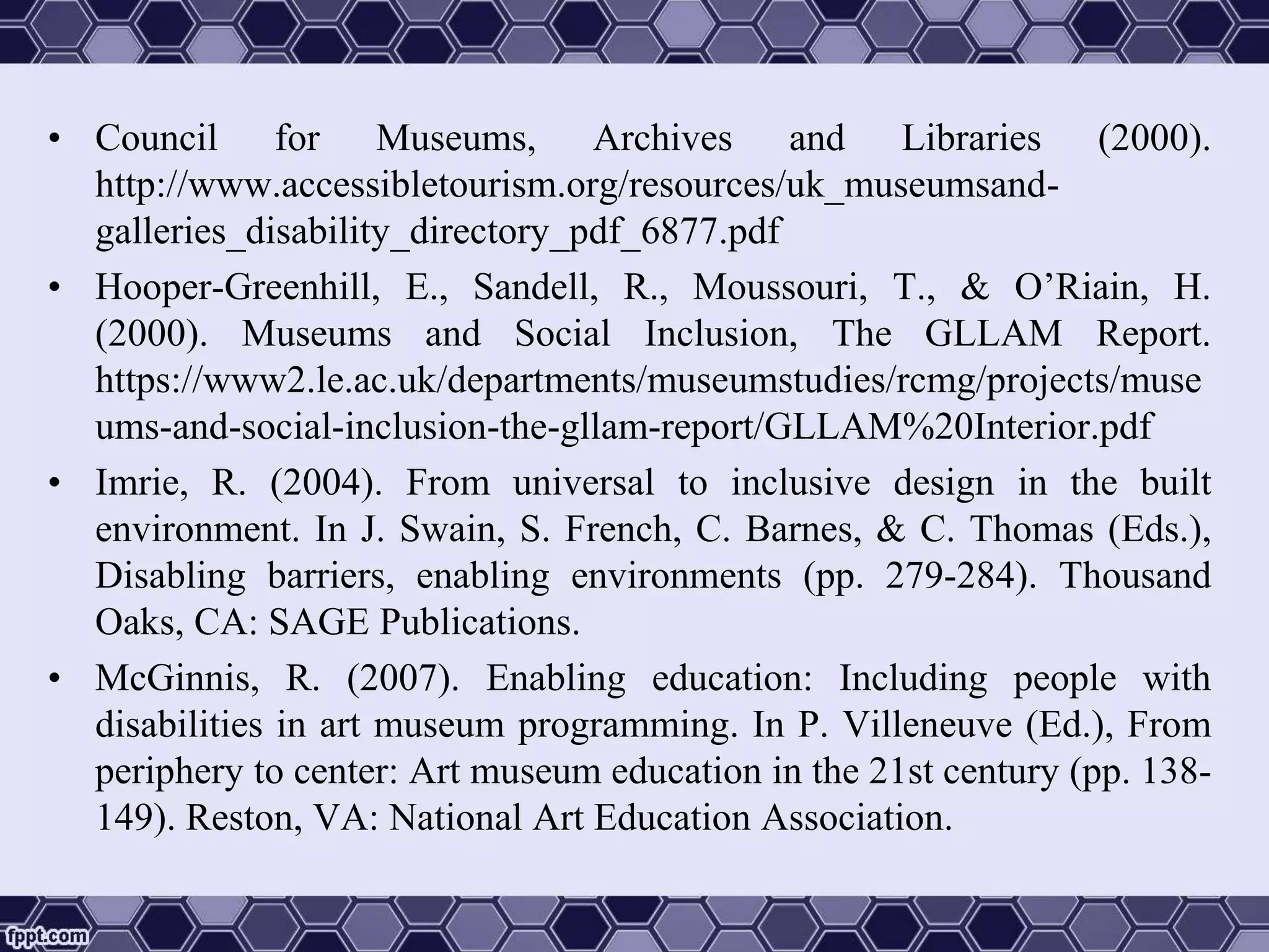 Museums accessibility to visitors with visual impairment | PPT