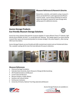 Museum Storage Planning | PDF