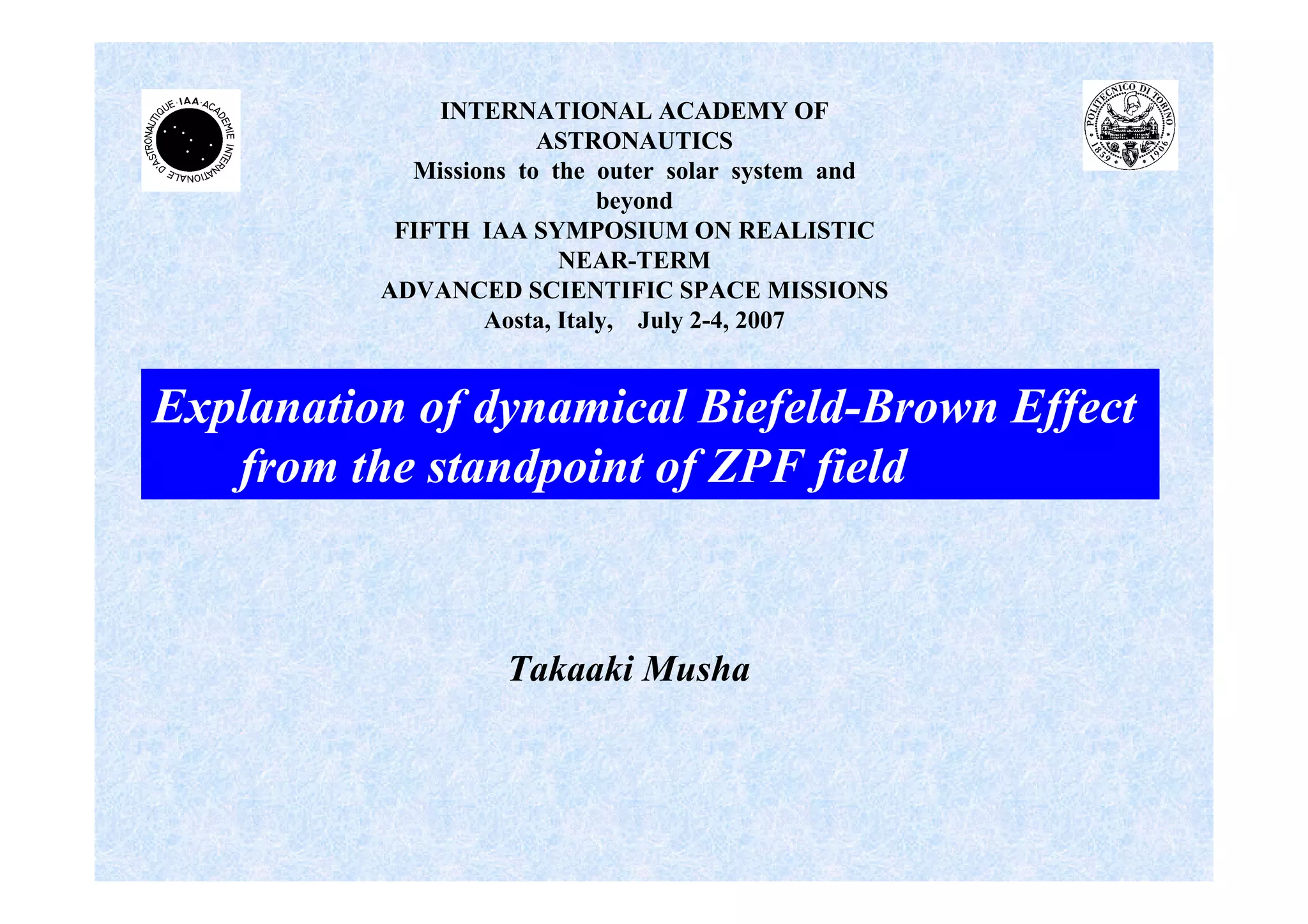 Antigravity: Biefeld-Brown Effect / ZPF field | PPT | Free Download