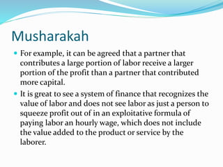 Musharakah in Islamic Finance by Camille Paldi | PPTX