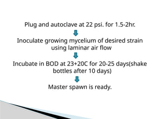 mushroom - preparation of spawn in detail | PPTX