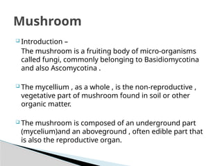 mushroom - preparation of spawn in detail | PPTX