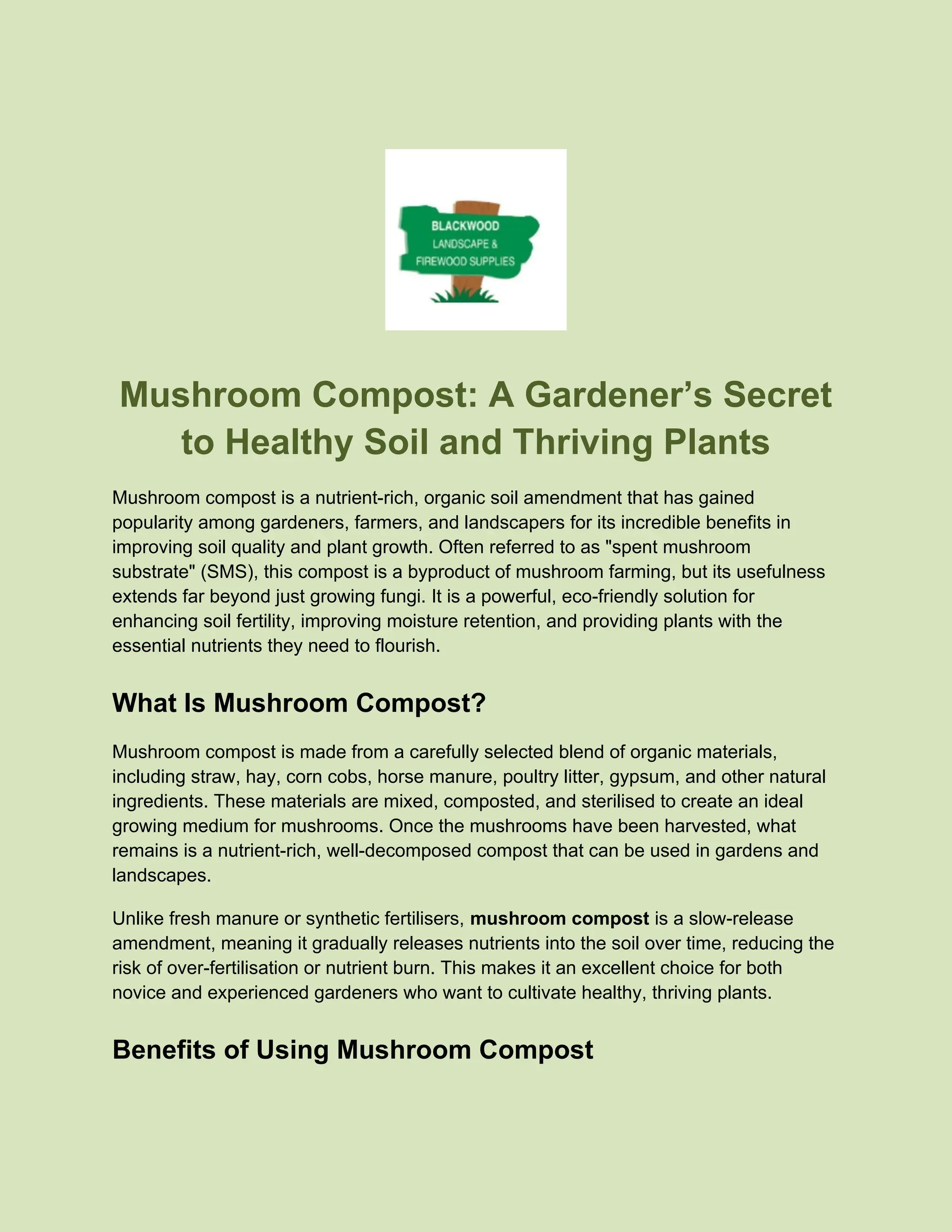 Mushroom Compost A Gardener’s Secret to Healthy Soil and Thriving ...