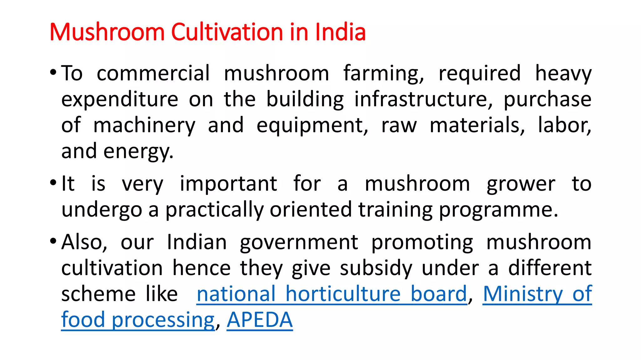 Mushroom cultivation and processing of agricultural products | PPT