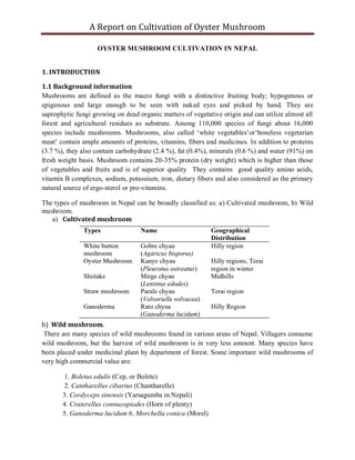A Report on Cultivation of Oyster Mushroom | PDF