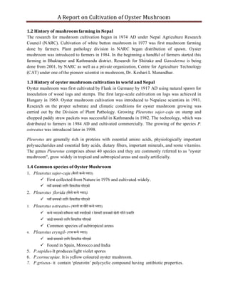 A Report on Cultivation of Oyster Mushroom | PDF
