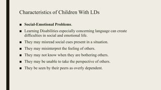 characteristic and identification of students with LDs | PPTX