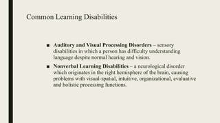 characteristic and identification of students with LDs | PPTX
