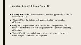 characteristic and identification of students with LDs | PPTX