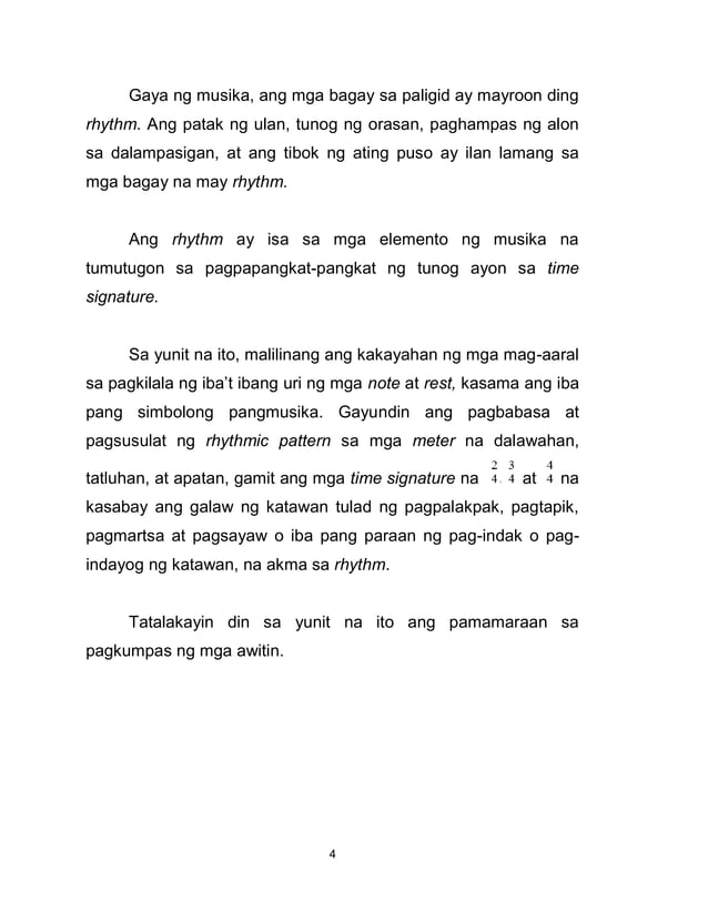 K TO 12 GRADE 4 LEARNER’S MATERIAL IN MUSIC (Q1-Q4) | PDF