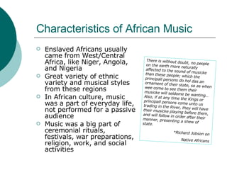 Music In African American Life | PPT