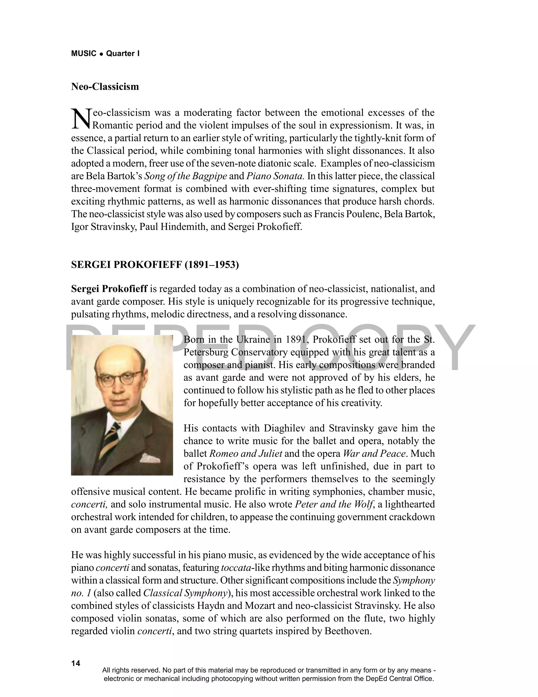 Grade 10 Music - Learning Material {Unit I: MUSIC OF THE 20TH CENTURY ...