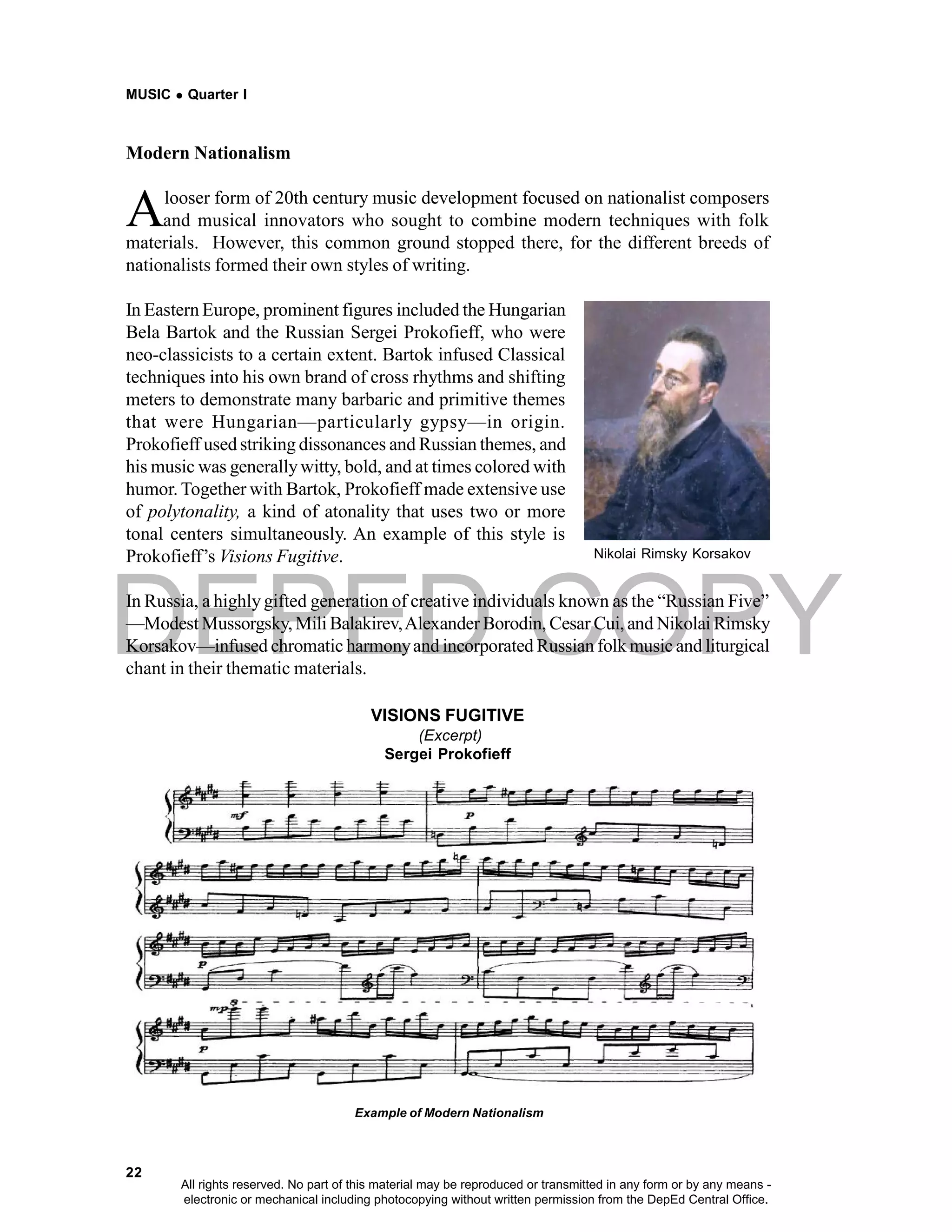 Grade 10 Music - Learning Material {Unit I: MUSIC OF THE 20TH CENTURY ...