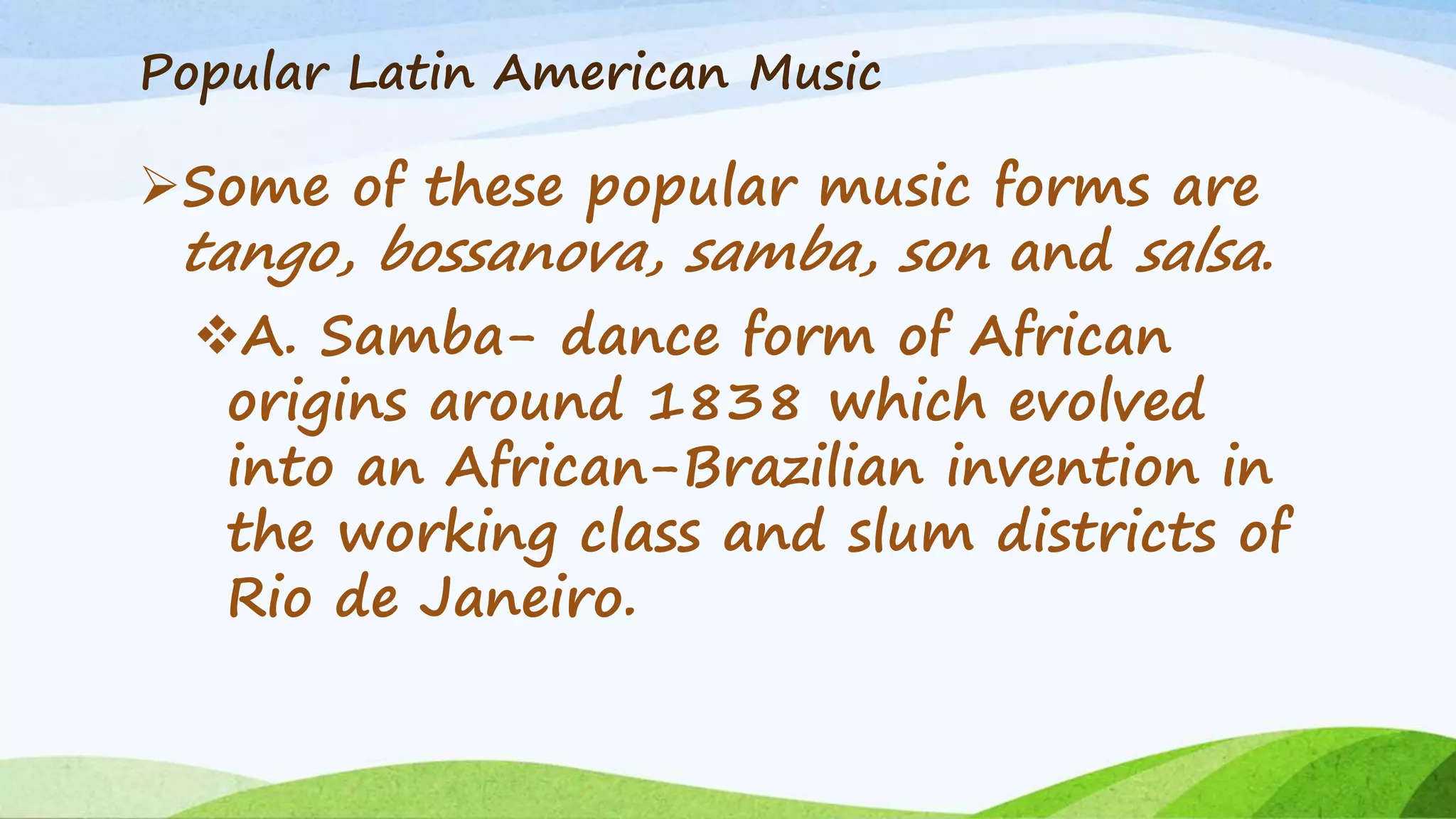 Music 10 lesson #1 latin american music | PPTX