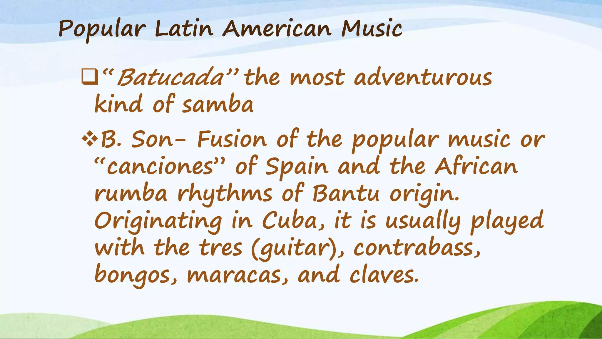 Music 10 lesson #1 latin american music | PPTX