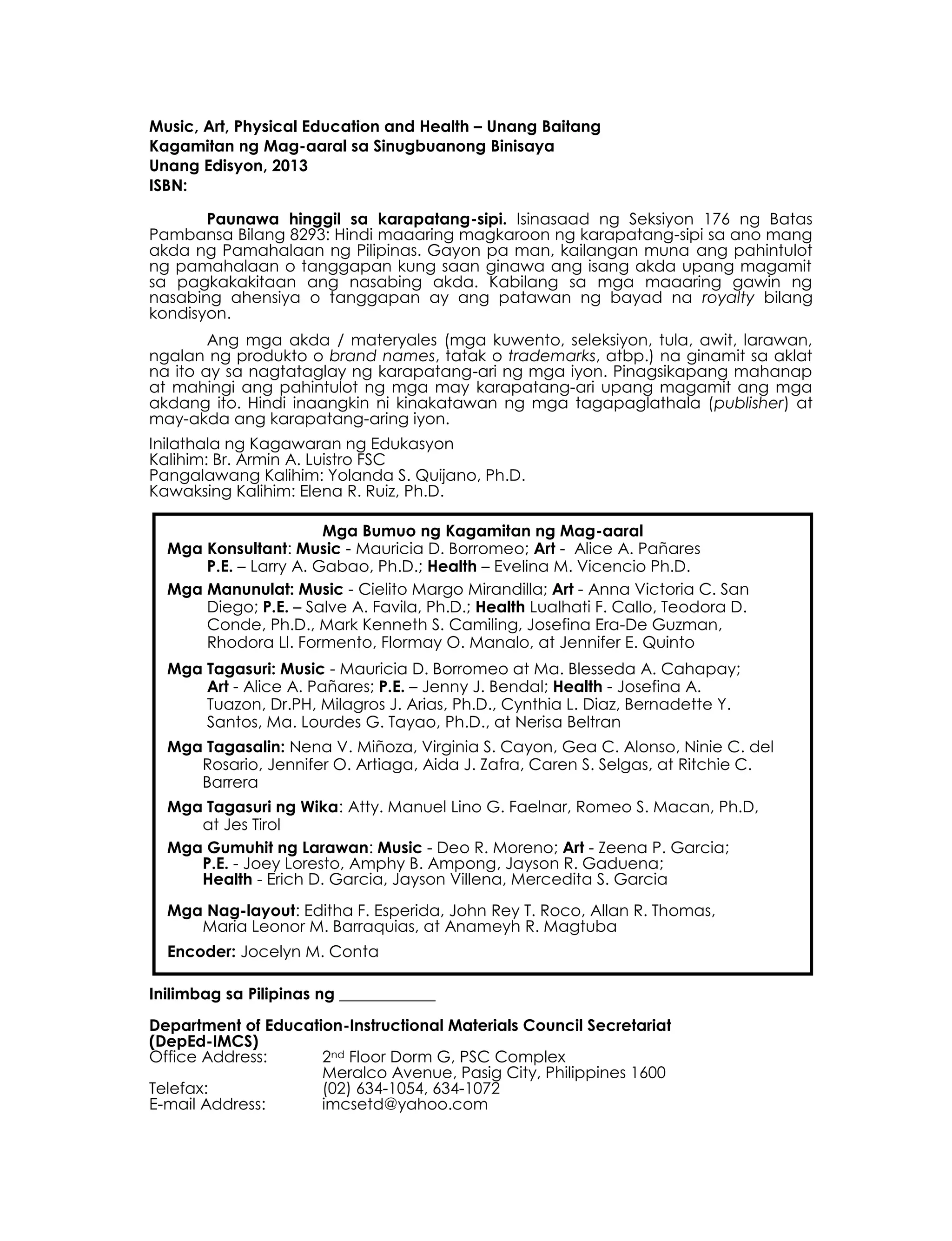 Music 1 lm s.binisaya unit 1 (1) | PDF