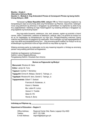 Music4 q3 modyul2 | PDF