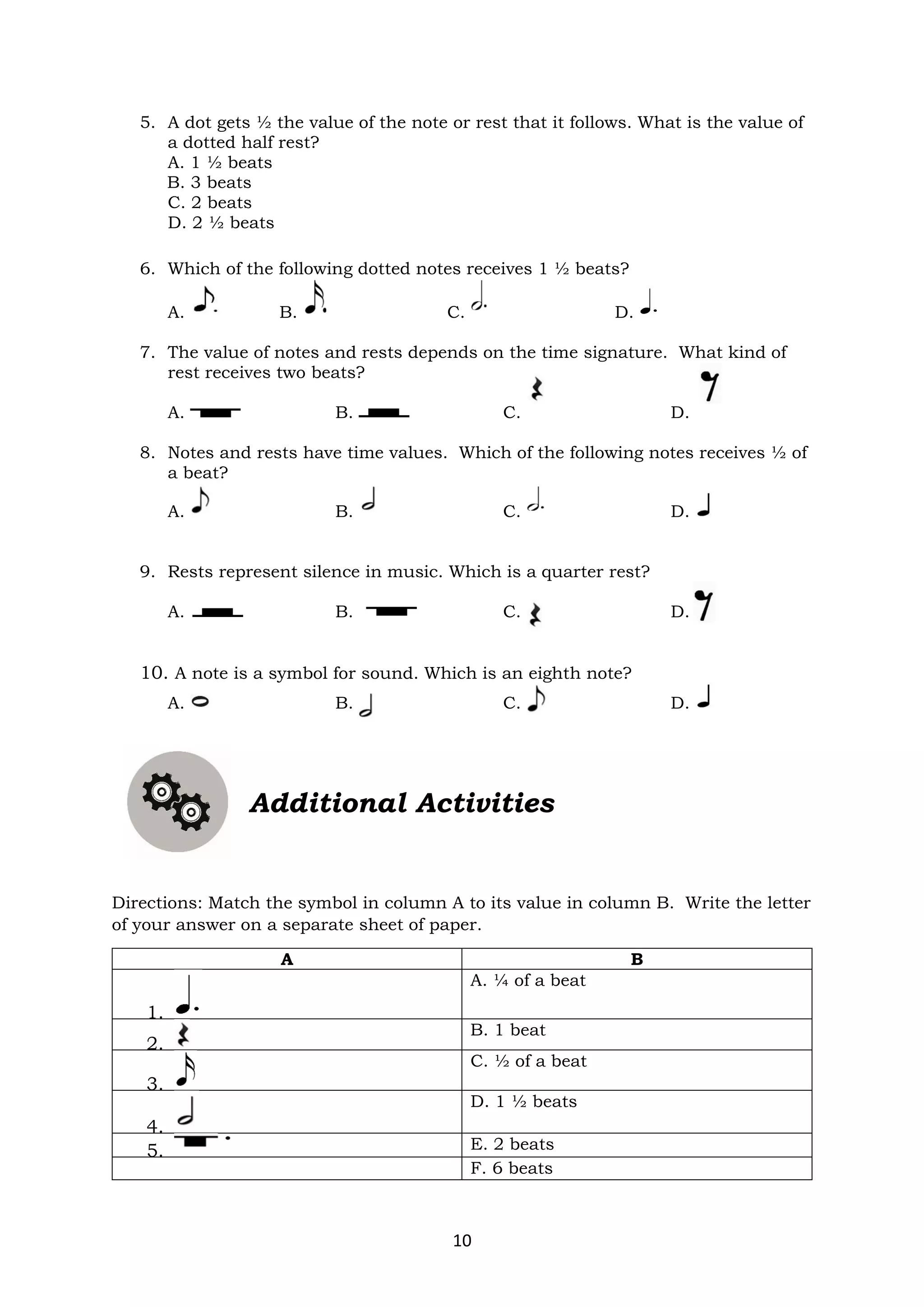 Music6 q1 mod1_rhythm notes and rests_final08032020 | PDF