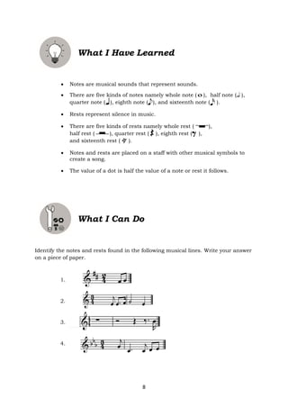 Music6 q1 mod1_rhythm notes and rests_final08032020 | PDF