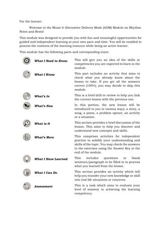Music6 q1 mod1_rhythm notes and rests_final08032020 | PDF