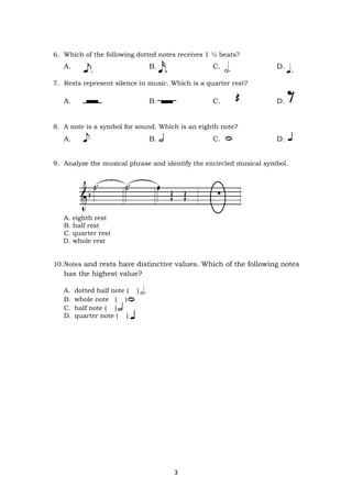 Music6 q1 mod1_rhythm notes and rests_final08032020 | PDF