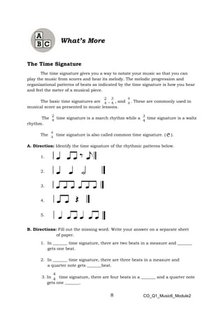 Music6 q1 mod2_rhythm-differentiate-time-signatures_version3 | PDF