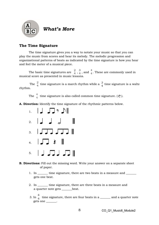 Music6 q1 mod2_rhythm-differentiate-time-signatures_version3 | PDF ...