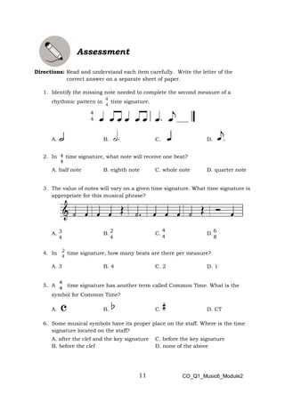 Music6 q1 mod2_rhythm-differentiate-time-signatures_version3 | PDF