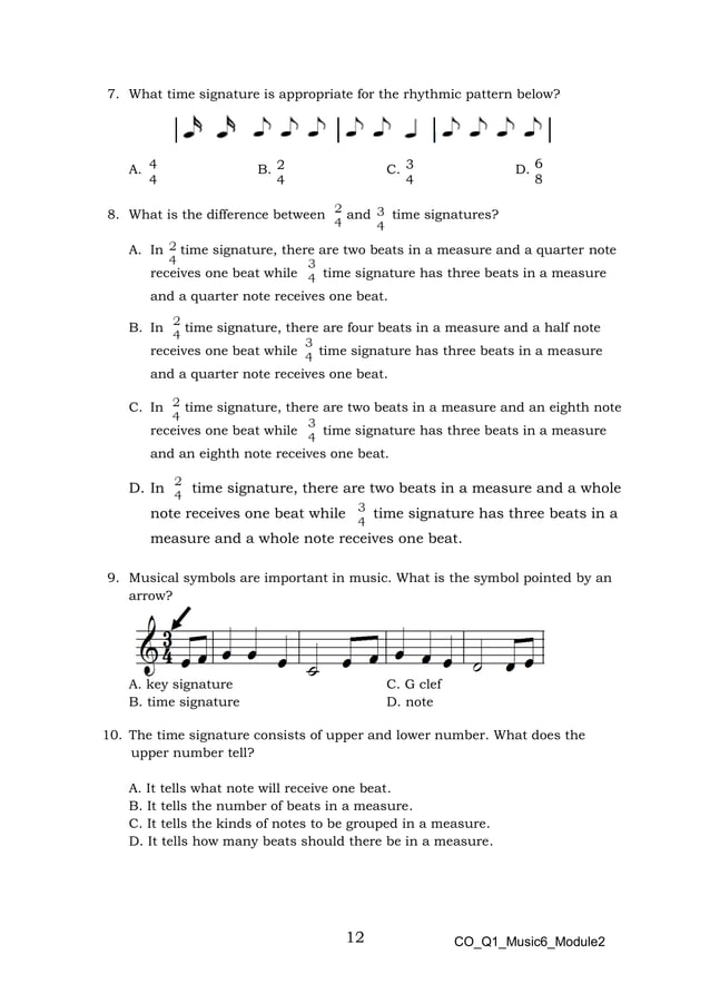 Music6 q1 mod2_rhythm-differentiate-time-signatures_version3 | PDF ...