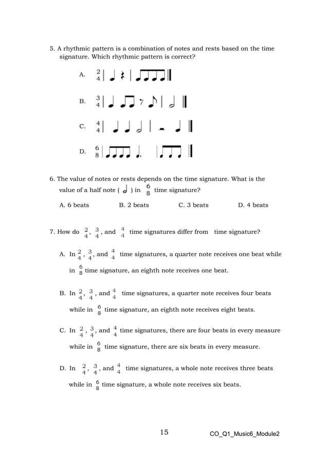 Music6 q1 mod2_rhythm-differentiate-time-signatures_version3 | PDF ...