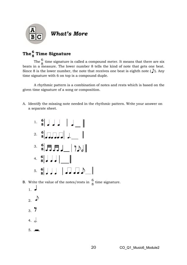 Music6 q1 mod2_rhythm-differentiate-time-signatures_version3 | PDF ...