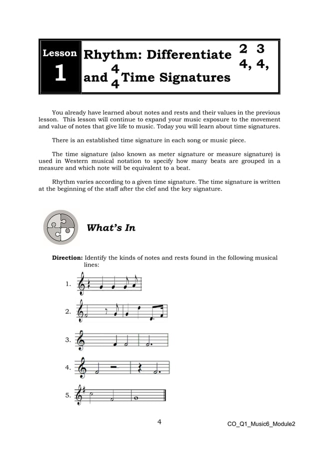 Music6 q1 mod2_rhythm-differentiate-time-signatures_version3 | PDF ...