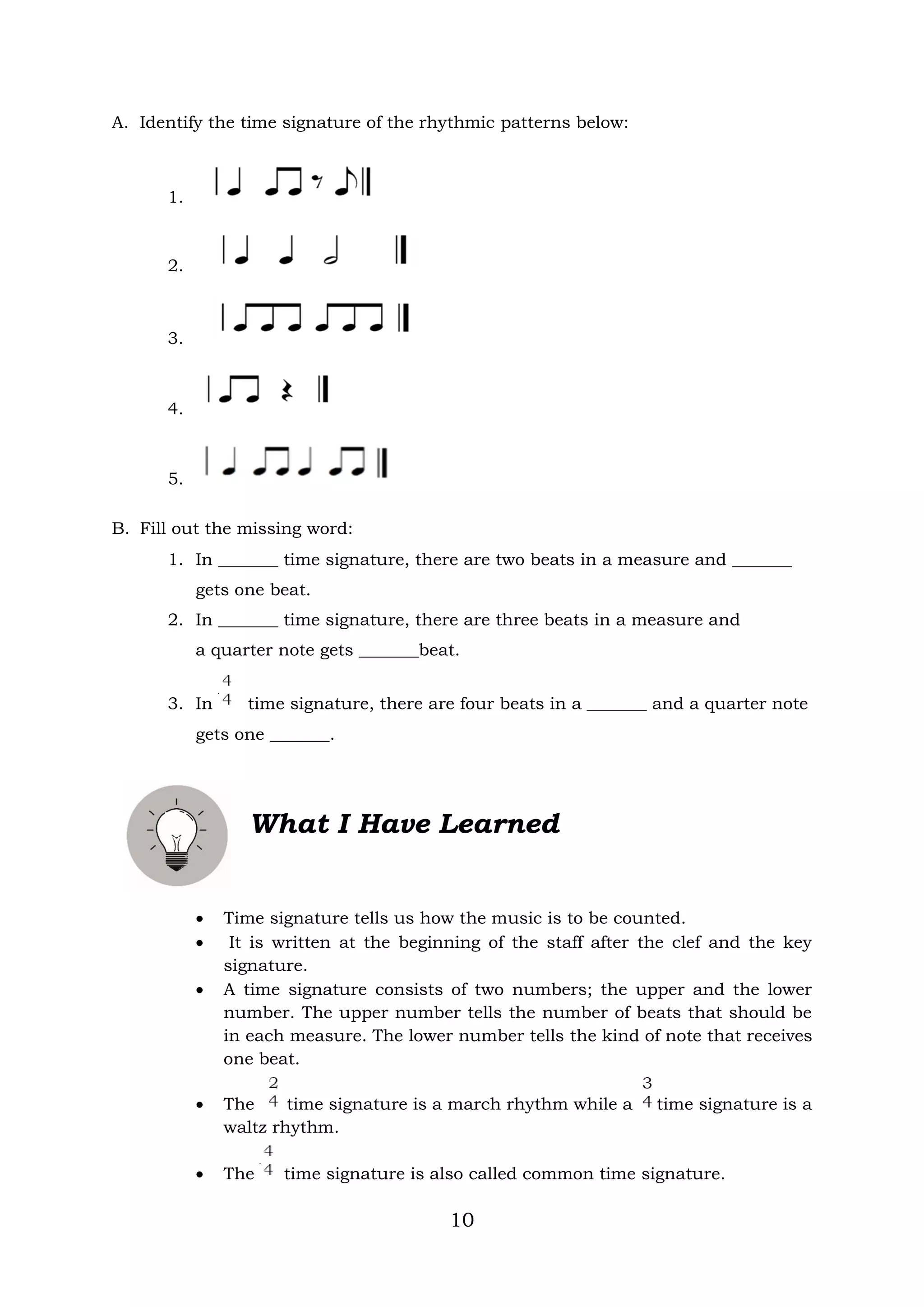 Music6 q1 mod2_rhythm differentiate time signatures_final08032020 | PDF