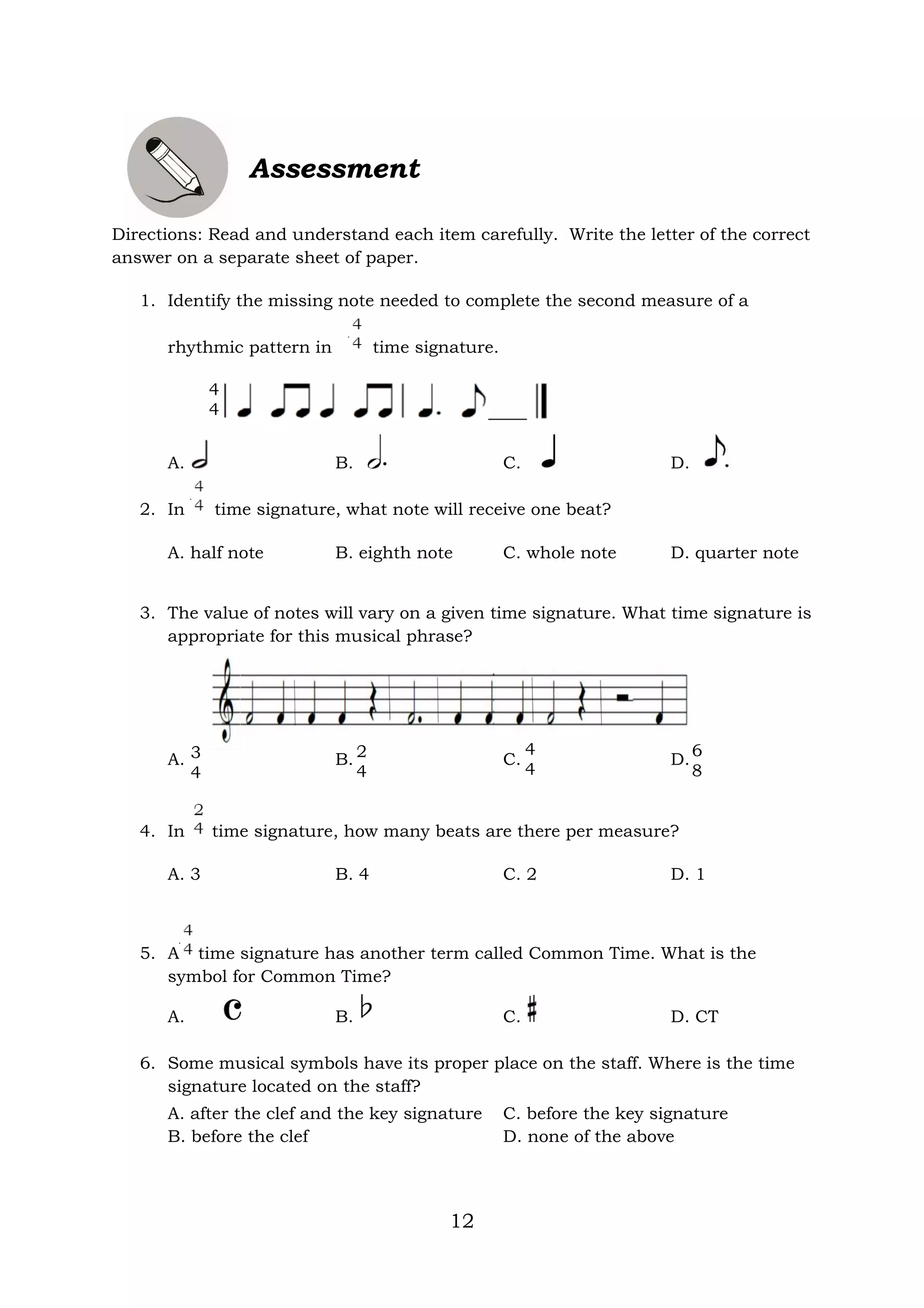 Music6 q1 mod2_rhythm differentiate time signatures_final08032020 | PDF