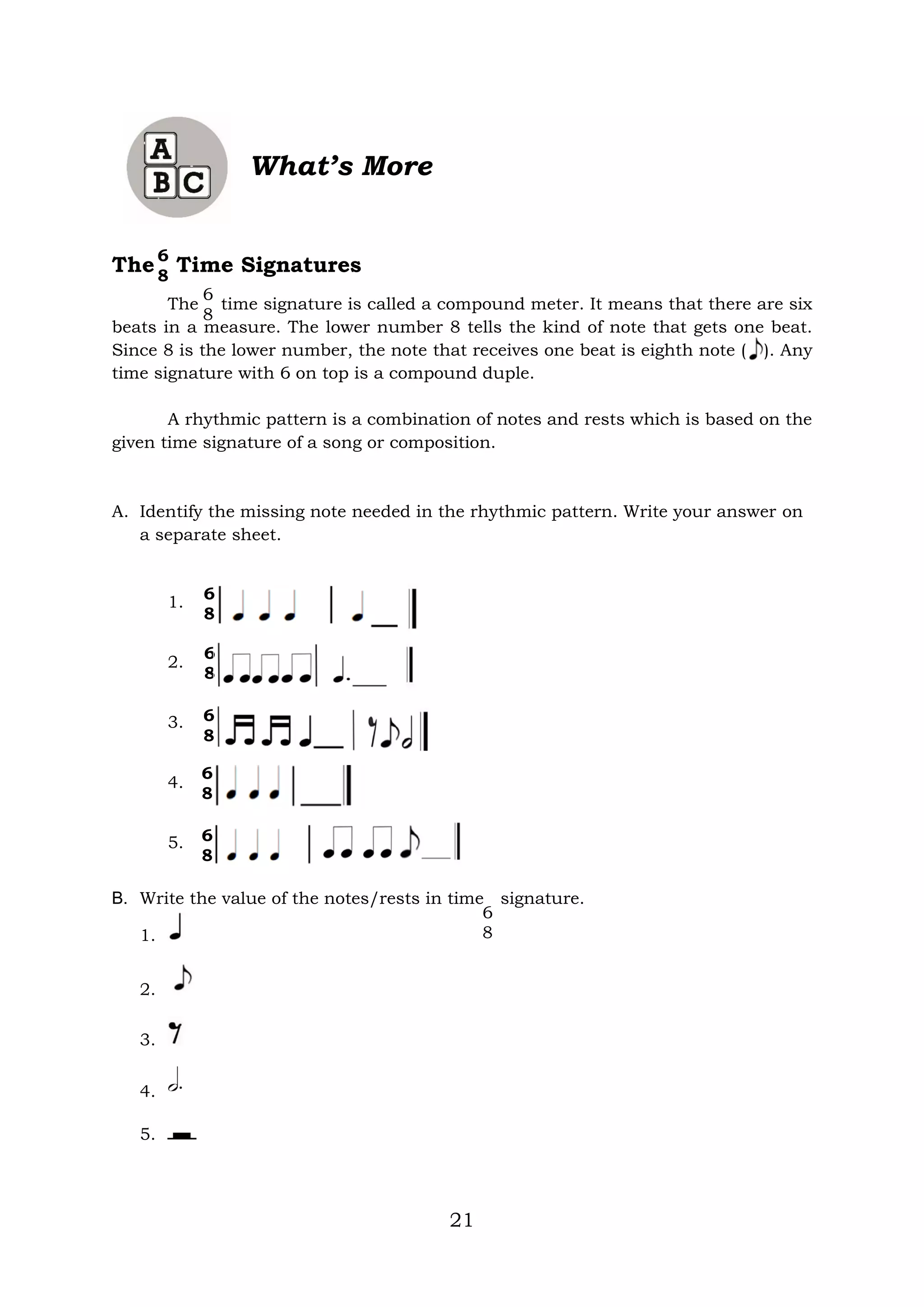 Music6 q1 mod2_rhythm differentiate time signatures_final08032020 | PDF
