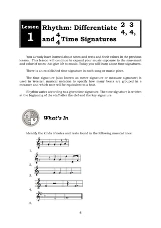 Music6 q1 mod2_rhythm differentiate time signatures_final08032020 | PDF