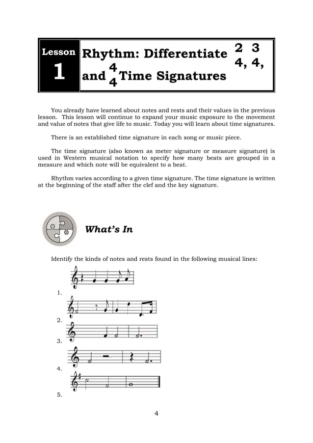 Music6 q1 mod2_rhythm differentiate time signatures_final08032020 | PDF