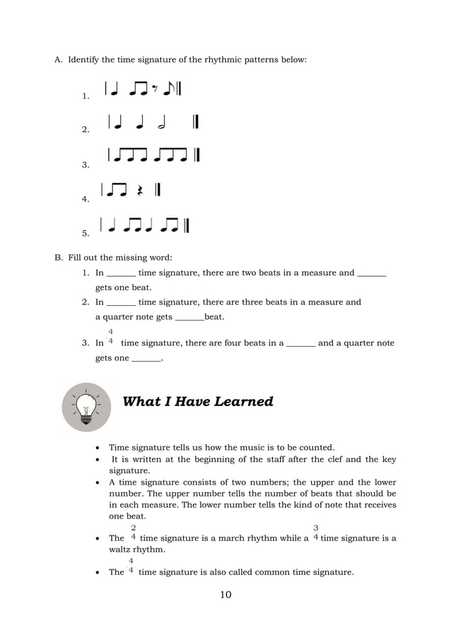 Music6 q1 mod2_rhythm differentiate time signatures_final08032020 | PDF