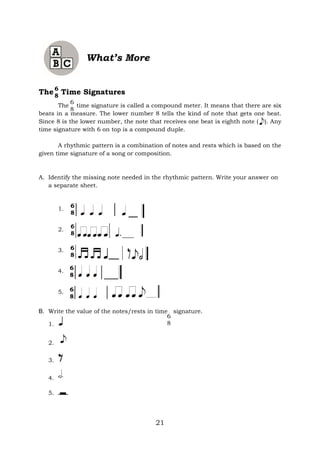 Music6 q1 mod2_rhythm differentiate time signatures_final08032020 | PDF