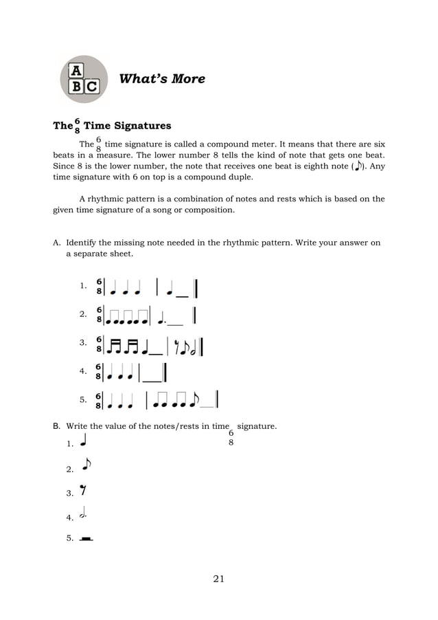 Music6 q1 mod2_rhythm differentiate time signatures_final08032020 | PDF