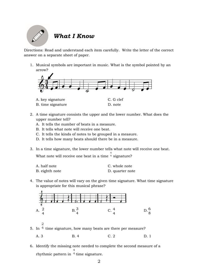 Music6 q1 mod2_rhythm differentiate time signatures_final08032020 | PDF