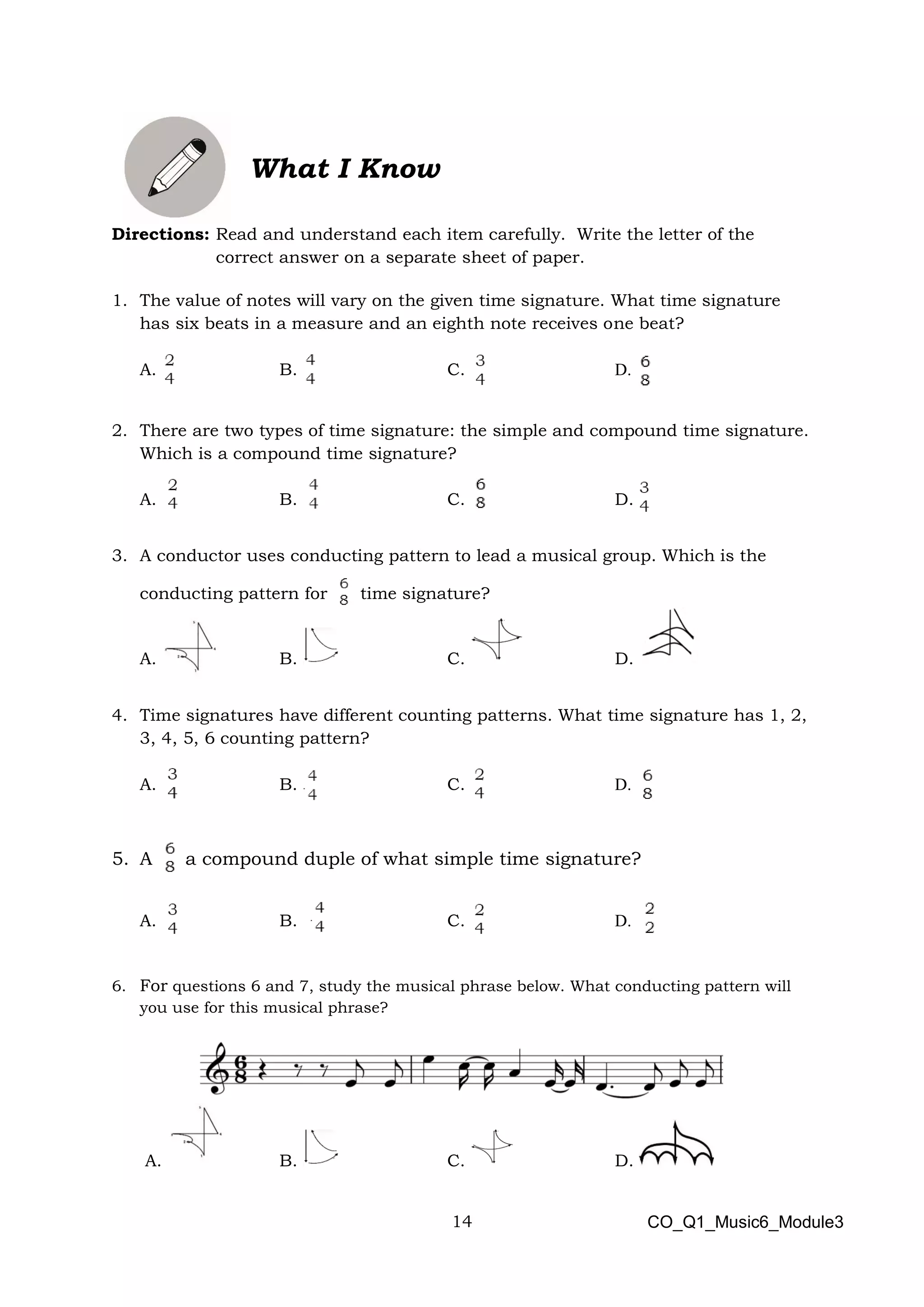 Music6 q1 mod3_rhythm-conduct-time-signatures_version3 | PDF