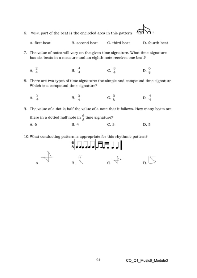 Music6 q1 mod3_rhythm-conduct-time-signatures_version3 | PDF | Music ...