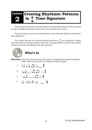 Music6 q1 mod4_creating-rhythmic-patterns_version3 | PDF