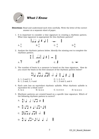 Music6 q1 mod4_creating-rhythmic-patterns_version3 | PDF