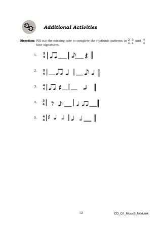 Music6 q1 mod4_creating-rhythmic-patterns_version3 | PDF