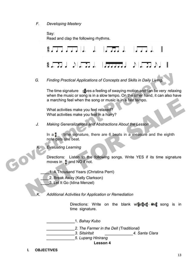 Music 6 quarter 1 | PDF | Music | Entertainment