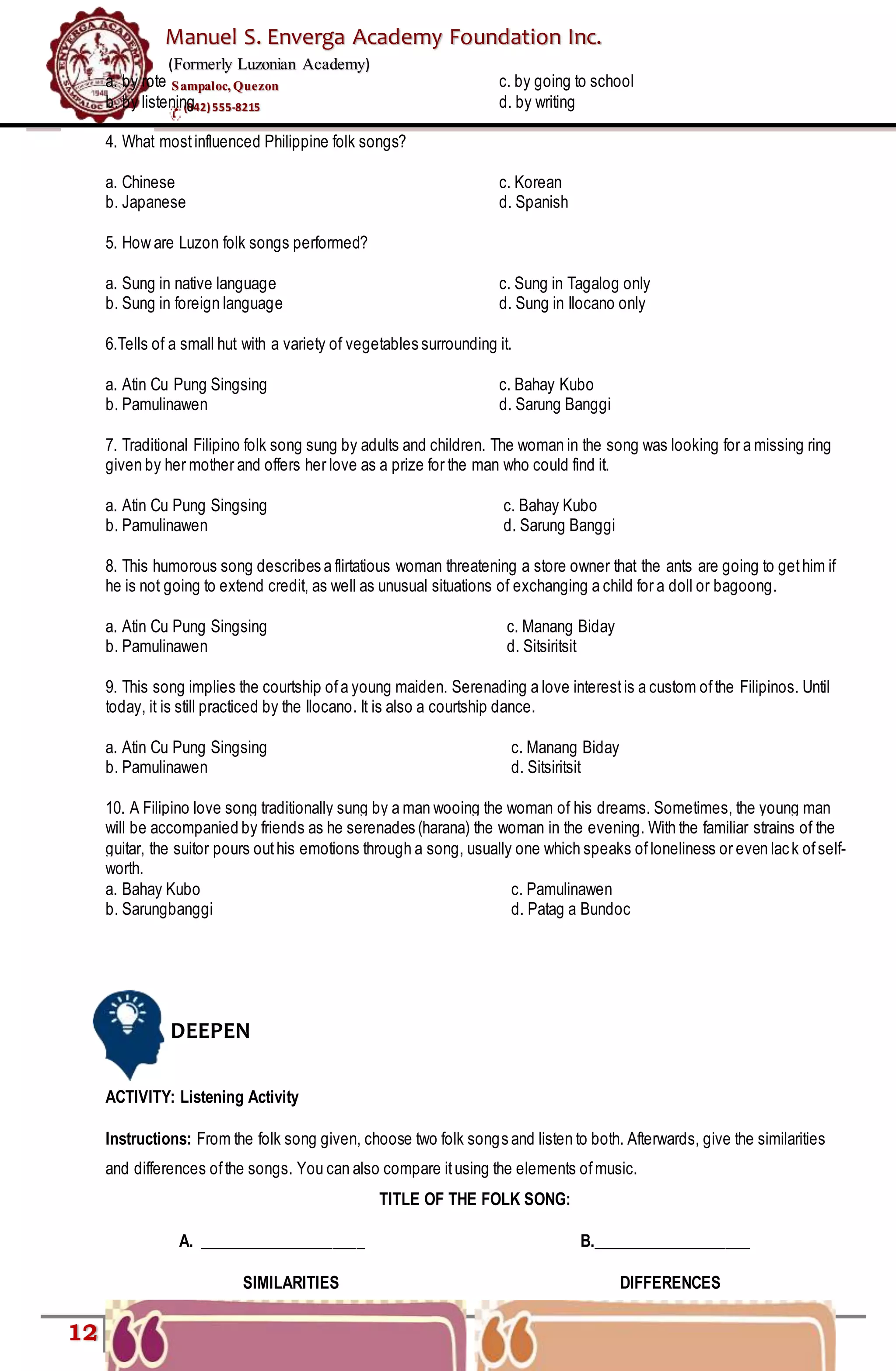 Music 7 Module (1 st quarter) | DOCX